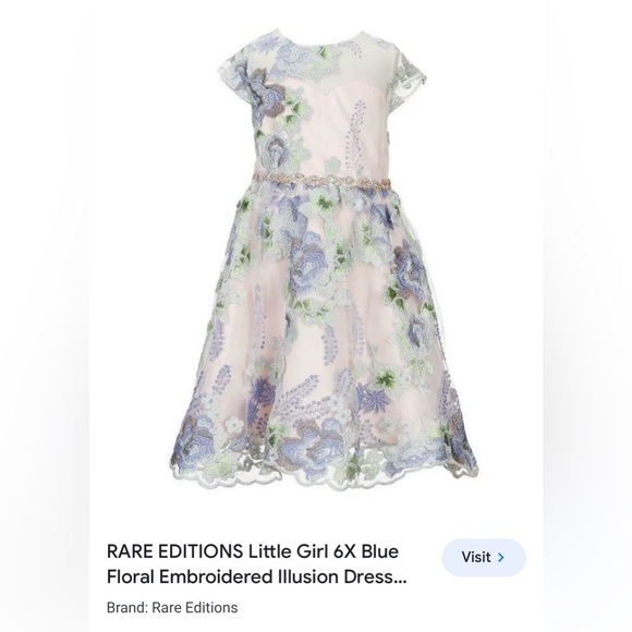 Rare Editions | Dresses | Rare Editions Blue Floral Embroidered ...